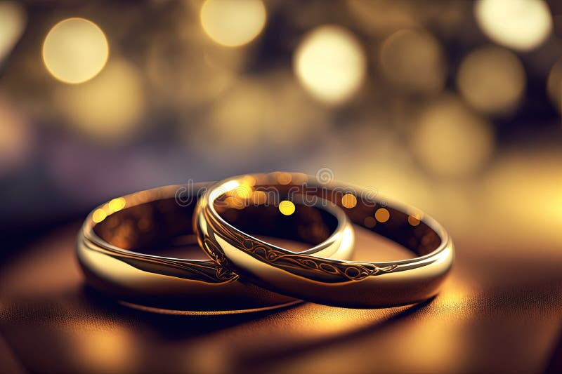 A Pair of Gold Wedding Rings with Bokeh Background. Generative AI Stock ...