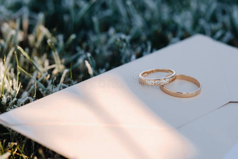 A Pair of Gold Wedding Rings.Two Wedding Rings Stock Image - Image of ...
