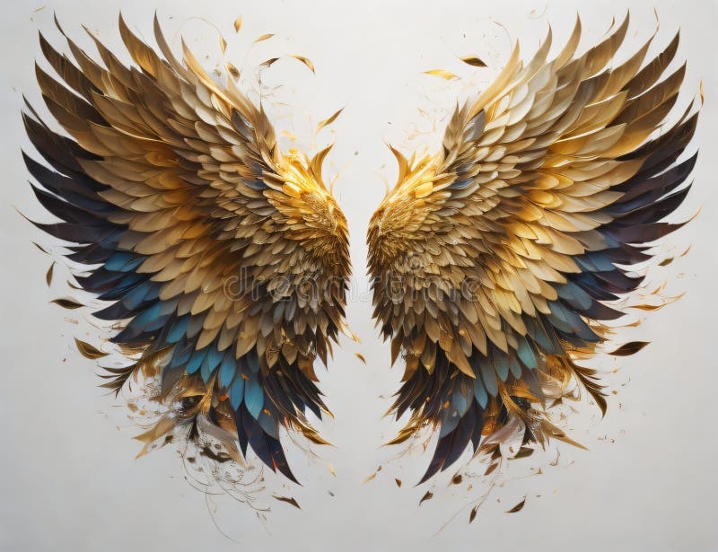 A Pair of Golden Angel Wings for Mockup Stock Illustration ...