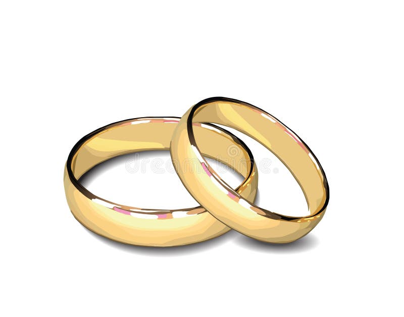 Pair Of Golden Rings Joined Together Forever With Engraved Love Word ...