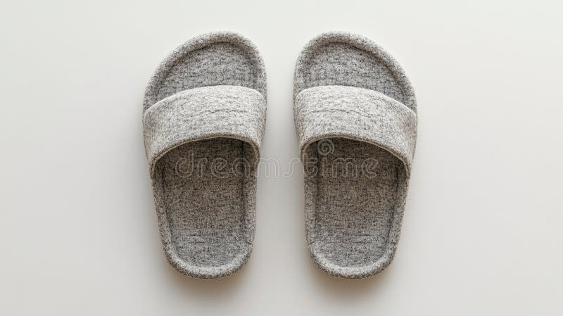 Pair of Gray Wool Slippers on White Background Stock Illustration ...