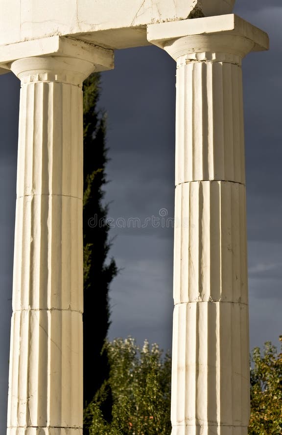 Pair of Greek Ancient Pillars Stock Photo - Image of marble, olympic ...