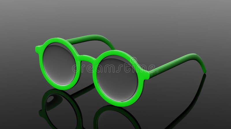 Pair of Green Round-lens Eyeglasses Stock Illustration - Illustration ...