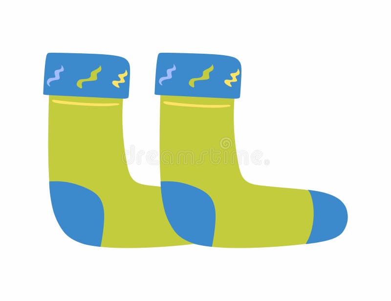 Pair of Green Woolen Socks. Vector Illustration Stock Vector ...