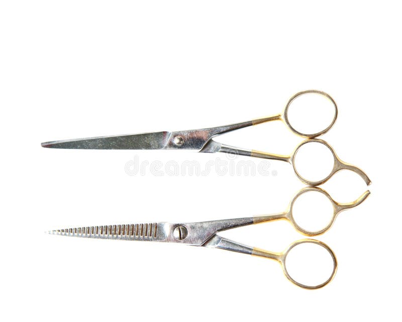 A Pair of Hair Scissors on White Stock Image - Image of shiny ...