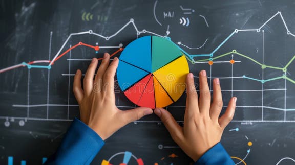 Pair of Hands are Adjusting a Large, Tactile Pie Chart on a Digital ...