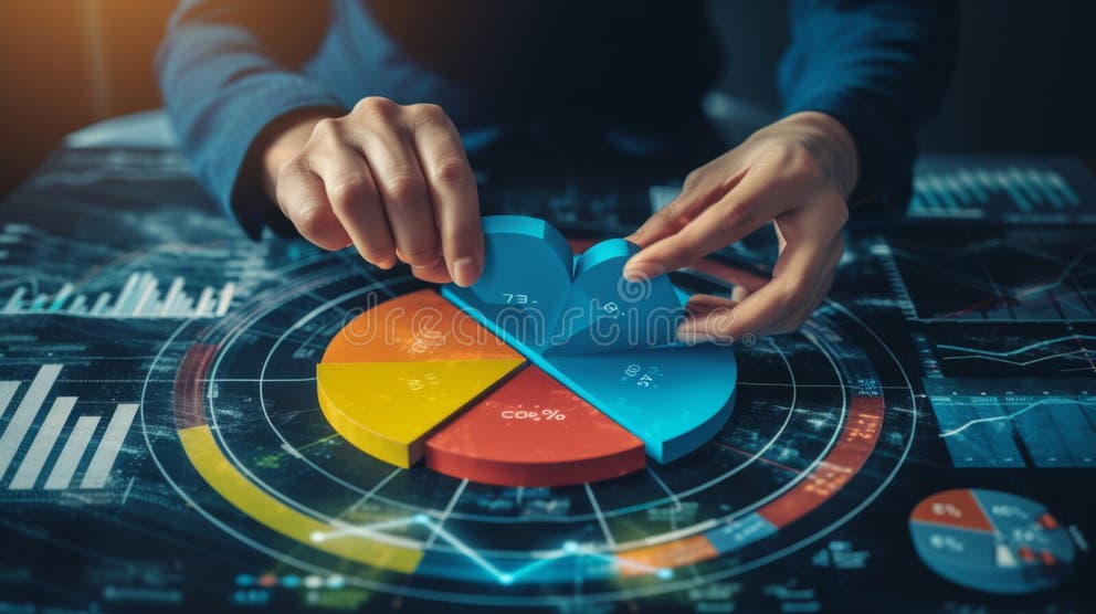 Pair of Hands are Adjusting a Large, Tactile Pie Chart on a Digital ...