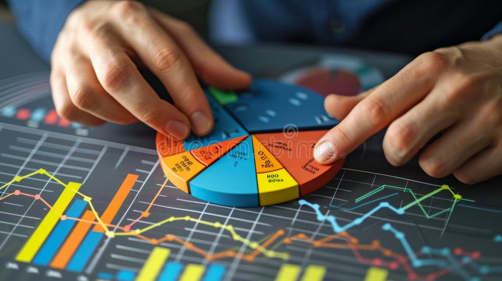 Pair of Hands are Adjusting a Large, Tactile Pie Chart on a Digital ...