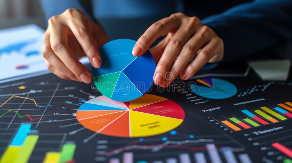 Pair of Hands are Adjusting a Large, Tactile Pie Chart on a Digital ...
