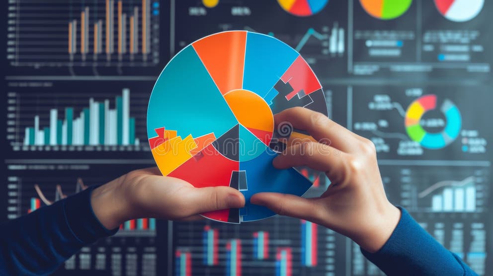 Pair of Hands are Adjusting a Large, Tactile Pie Chart on a Digital ...