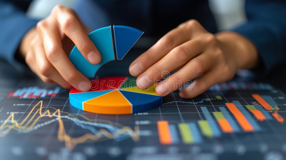 Pair of Hands are Adjusting a Large, Tactile Pie Chart on a Digital ...