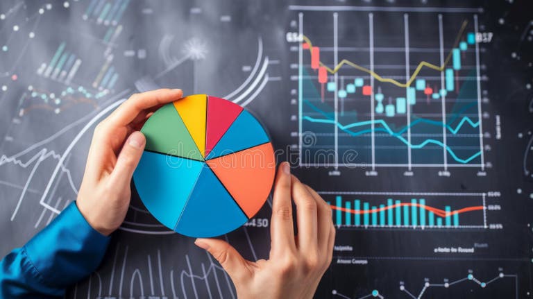 Pair of Hands are Adjusting a Large, Tactile Pie Chart on a Digital ...