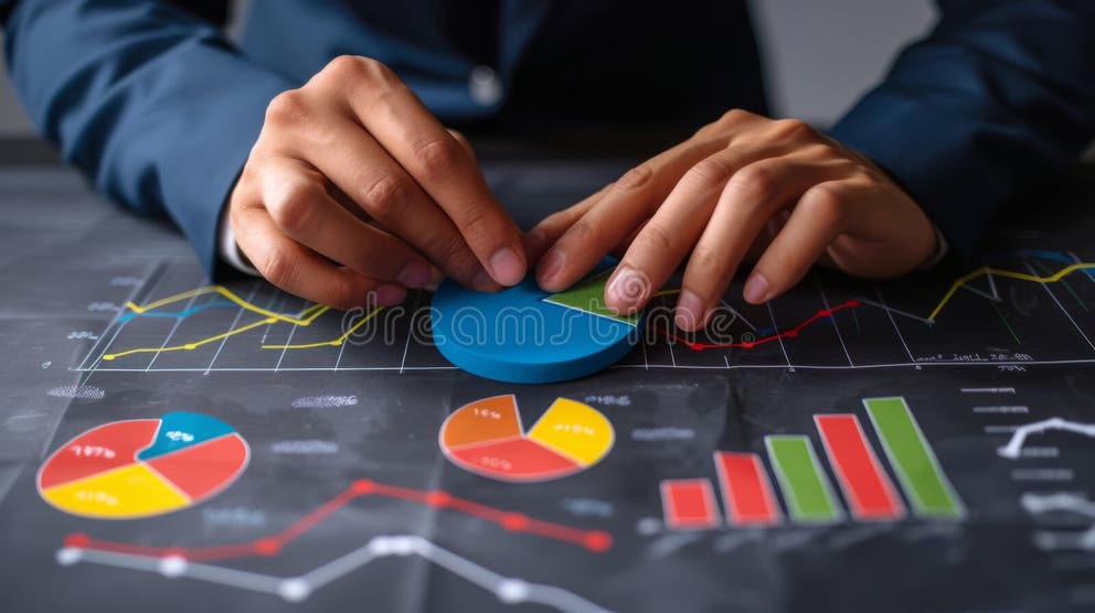 Pair of Hands are Adjusting a Large, Tactile Pie Chart on a Digital ...