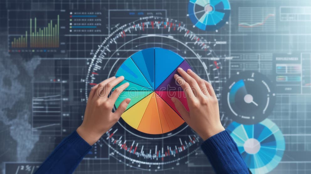 Pair of Hands are Adjusting a Large, Tactile Pie Chart on a Digital ...