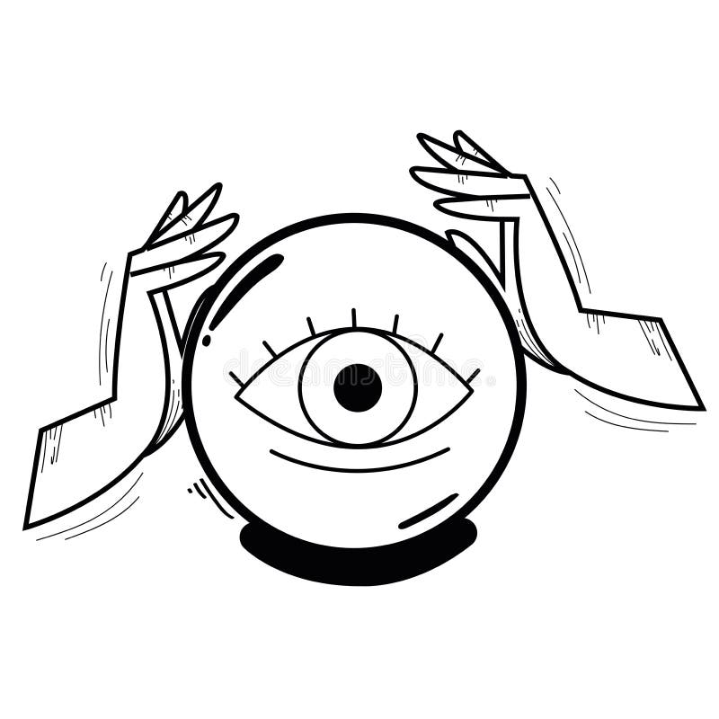 Pair of Hands Around a Crystal with Eye Esoterism Sketch Icon Vector ...