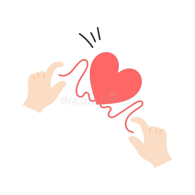 Pair of Hands Connecting a Heart with a String, Symbolizing Emotional ...