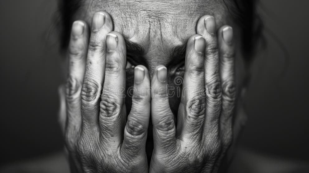 A Pair of Hands Cradle the Face Displaying a Deep Sense of ...