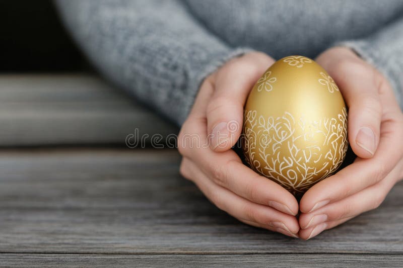 Three Eggs Nestled in a Handmade Nest Held Gently in Two Hands on a ...