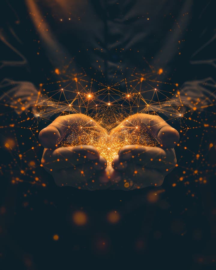 Capturing Magic Hands Cradling Glowing Particles in the Dark, a Dance ...