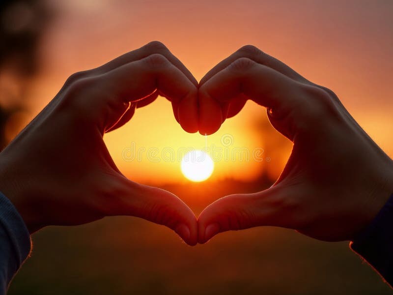 A Pair of Hands Forming a Heart Shape in the Sky Stock Illustration ...