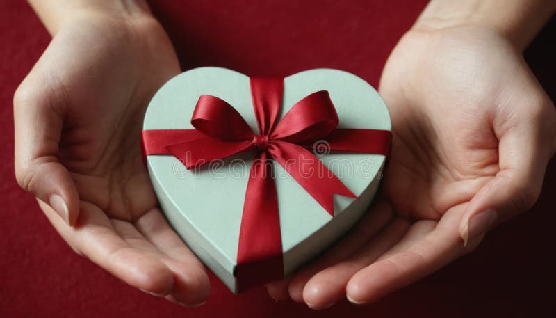 Pair of Hands Holding Heart-Shaped Gift Bo Stock Photo - Image of ideas ...