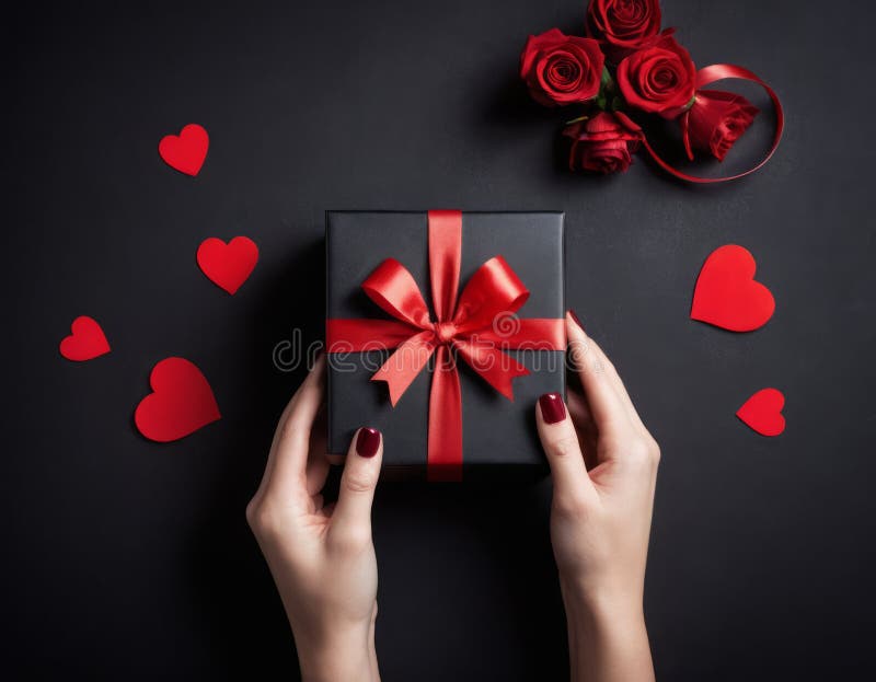 Pair of Hands Holding Heart-Shaped Gift Bo Stock Photo - Image of gift ...