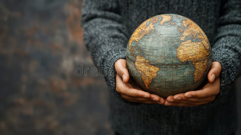 Crumbling Globe Held in Corporate Hands Stock Illustration ...
