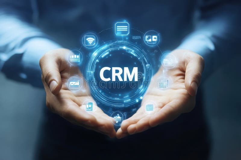 Innovative CRM System Illustrated with Digital Network Icons in a ...