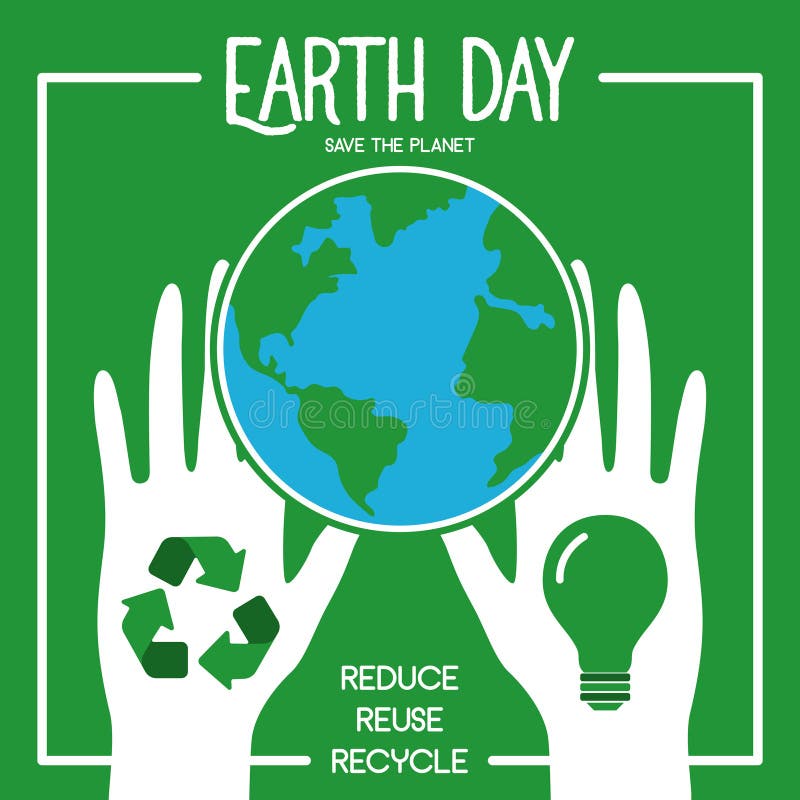 Pair of Hands and Planet Earth Earth Day Poster Vector Stock Vector ...
