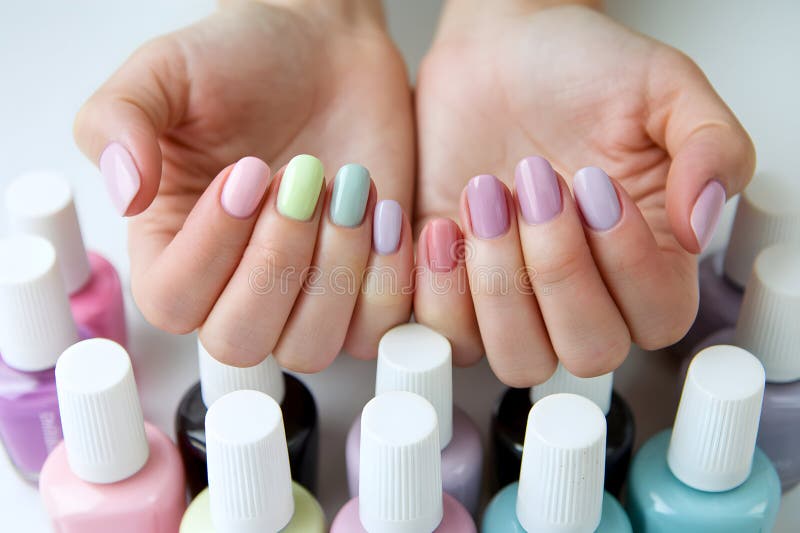 Hands Display Pastel Nail Polishes, Celebrating Beauty and Self Care ...