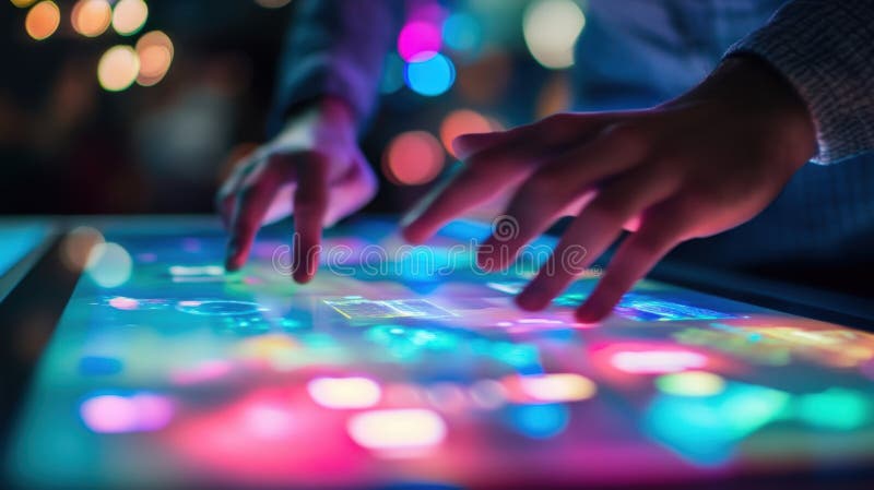 A Pair of Hands Skillfully Navigating a Touchscreen Exploring ...