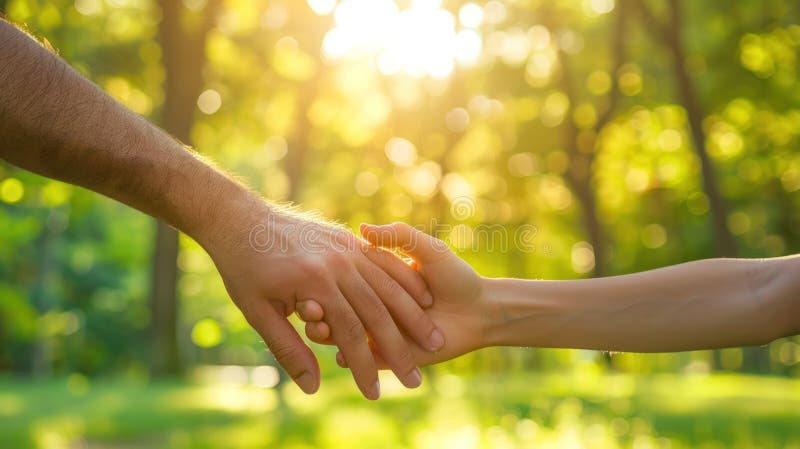 A Pair of Hands Touching Each Other S during a Romantic Walk Stock ...