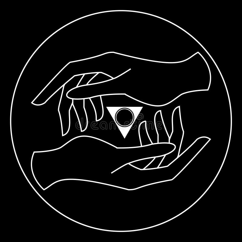A Pair of Hands with a Triangle Symbol in the Middle Black Edition. Eps ...