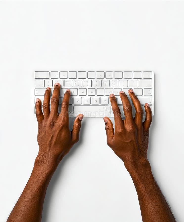 A Pair of Hands on a White Keyboard Stock Image - Image of spread ...