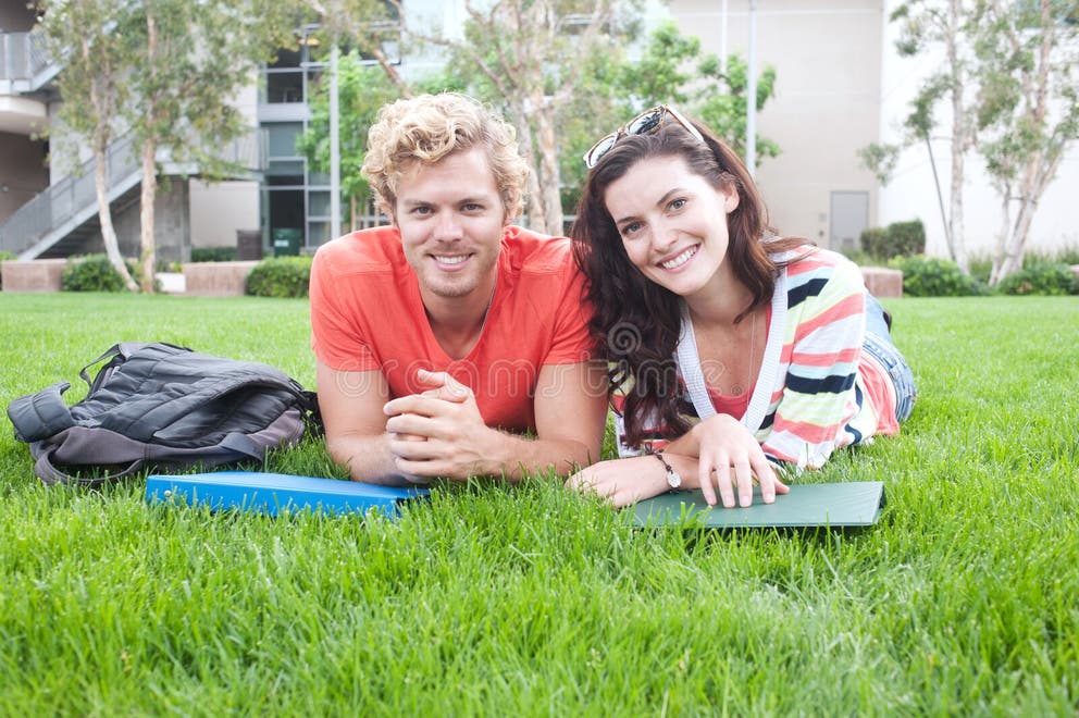 Pair of Happy College Students Stock Photo - Image of outgoing, college ...