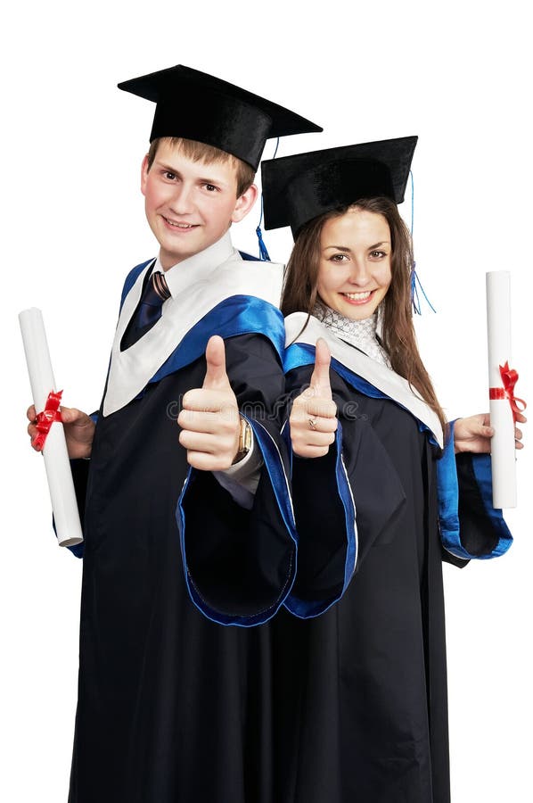 Pair of Happy Graduate Students Stock Image - Image of beautiful ...