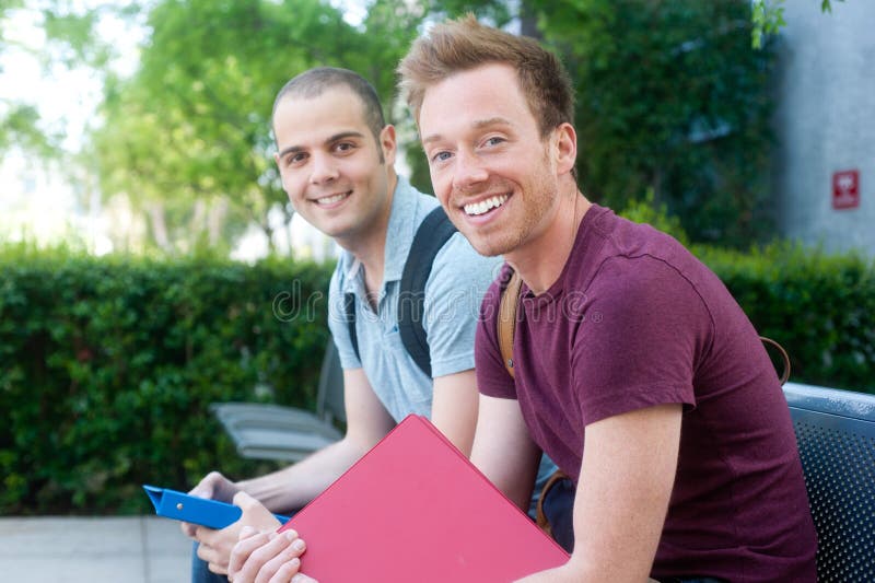 Pair of Happy Young Male Students Stock Photo - Image of students ...