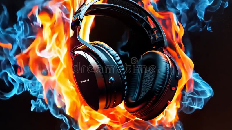A Pair of Headphones on Fire on a Black Surface Stock Footage - Video ...
