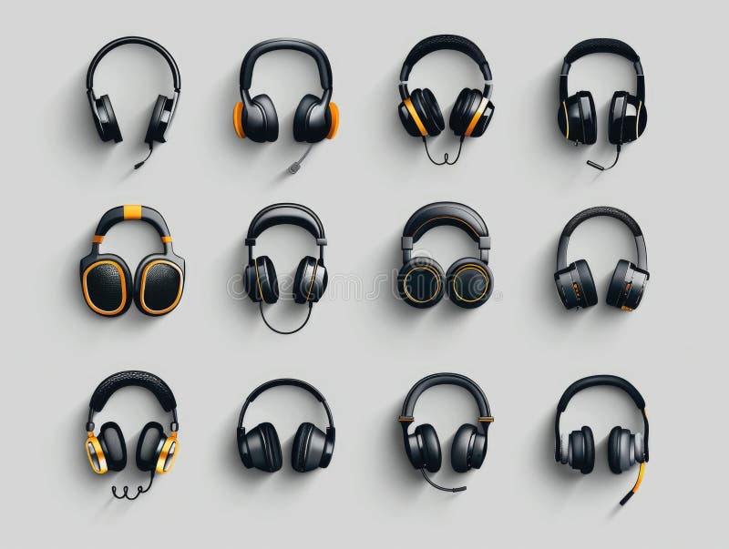 Headphones on Gray Background Stock Photo - Image of placement, audio ...