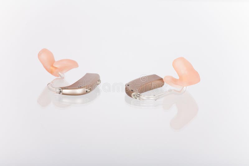 Pair of BTE Hearing Aids- Front View Stock Image - Image of tool, mold ...