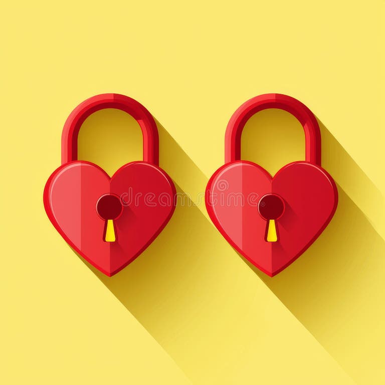 A Pair of Heart-shaped Locks, with One Open and the Other Closed. Stock ...