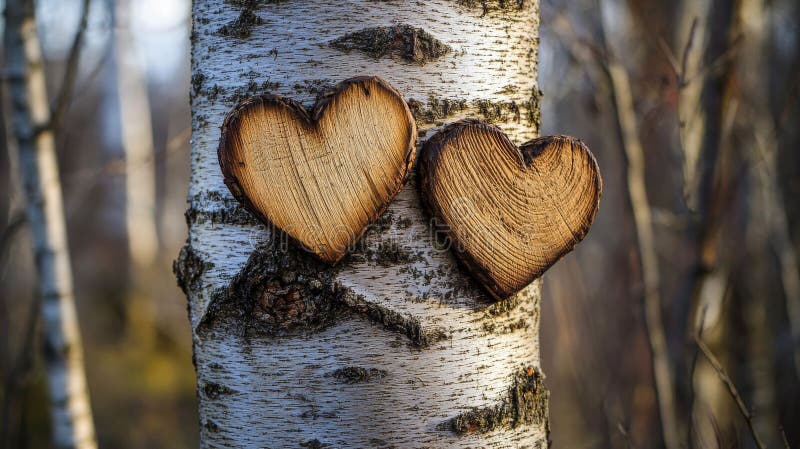 A Pair of Hearts Inscribed on a Tree, Signifying Endless Love. Stock ...