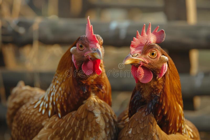 Pair of Hens Closeup in Golden Hour Light Stock Photo - Image of birds ...