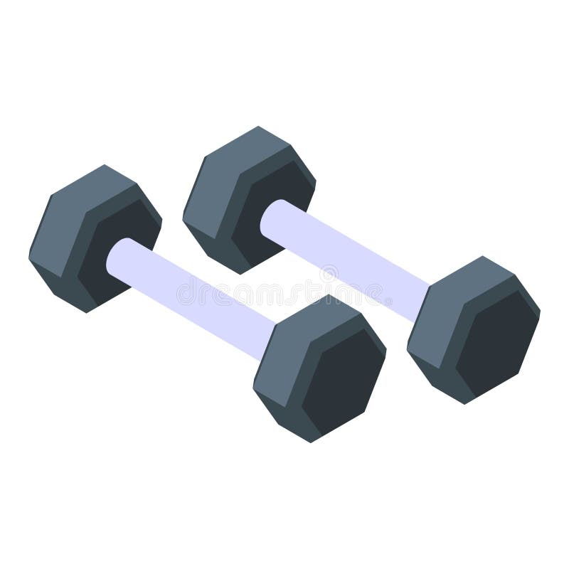 Pair of Hex Dumbbells for Weight Training Isometric Illustration Stock ...