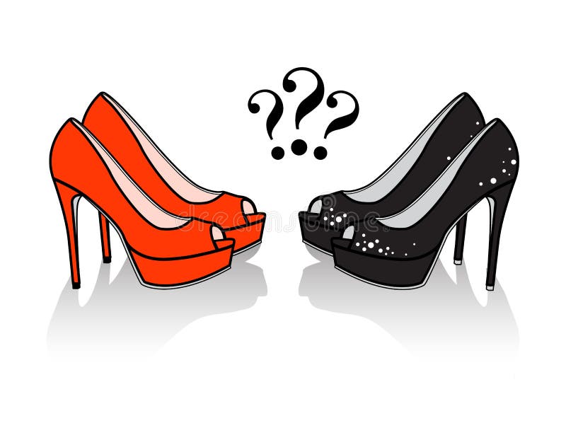 Pair of High Heel Shoes with Question Mark. Isolated Vector Image ...