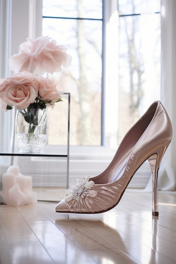 Pair of High Heeled Shoes Sitting on Floor. Generative AI Stock Image ...