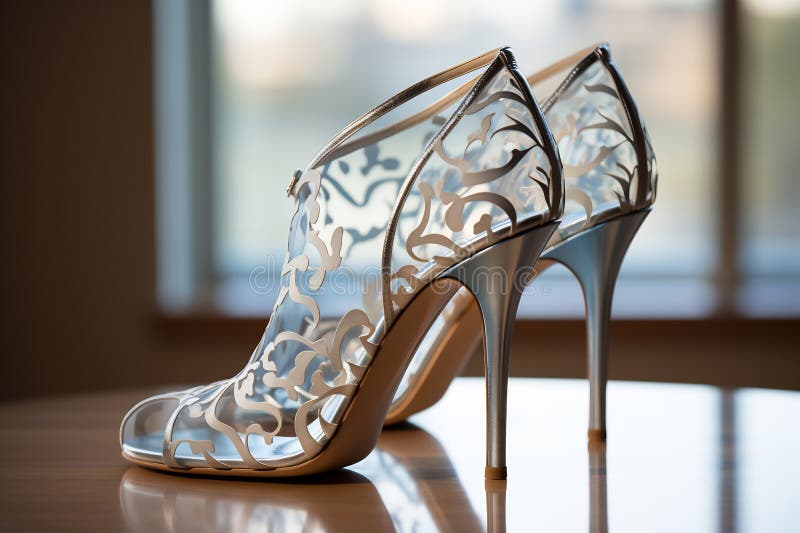 Pair of High Heeled Shoes on Table Stock Photo - Image of pair, formal ...