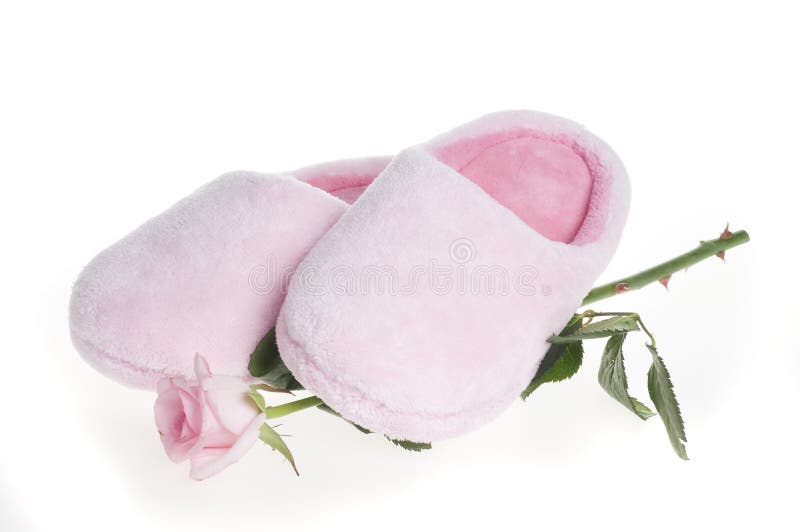 Pink Satin Slippers stock image. Image of footwear, feminine - 4100809