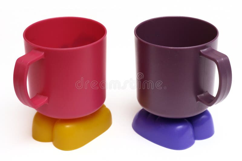 A Pair of Identical Plastic Cups but with Different Colors White ...