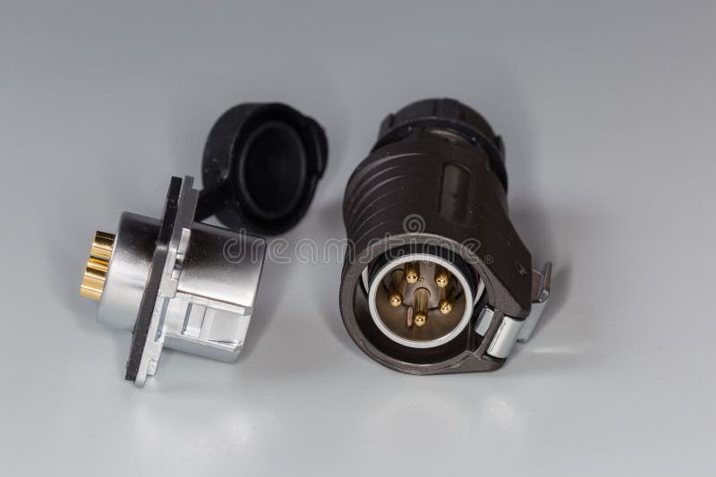 Pair of Industrial Electrical Connectors with Plug and Panel Socket ...
